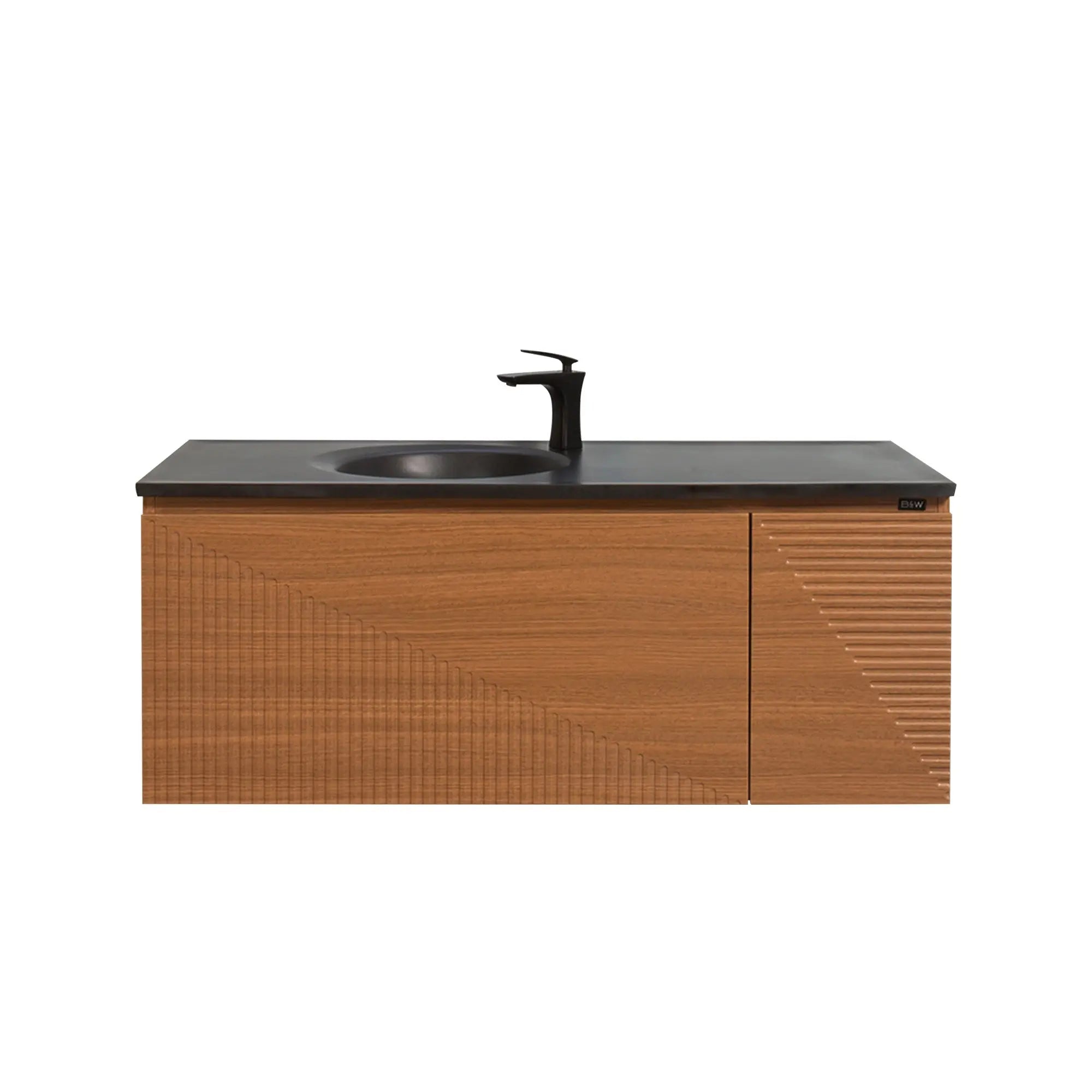 Simon 48'' Floating Bathroom Vanity with Single Matte Black Quartz