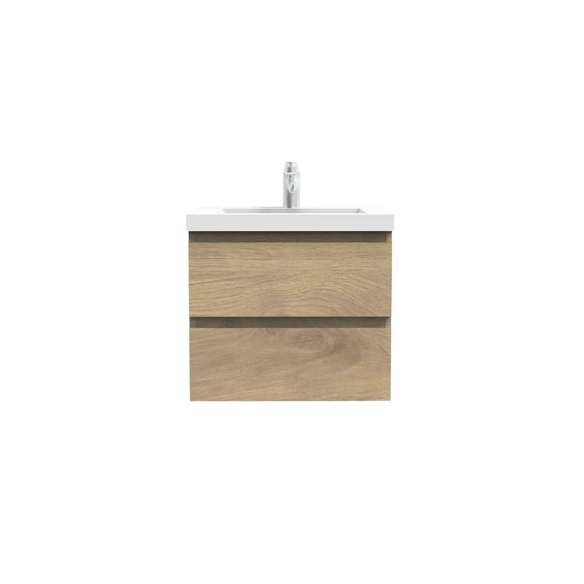 Angela 24'' Floating Single Vanity in Andean oak texture with White ...