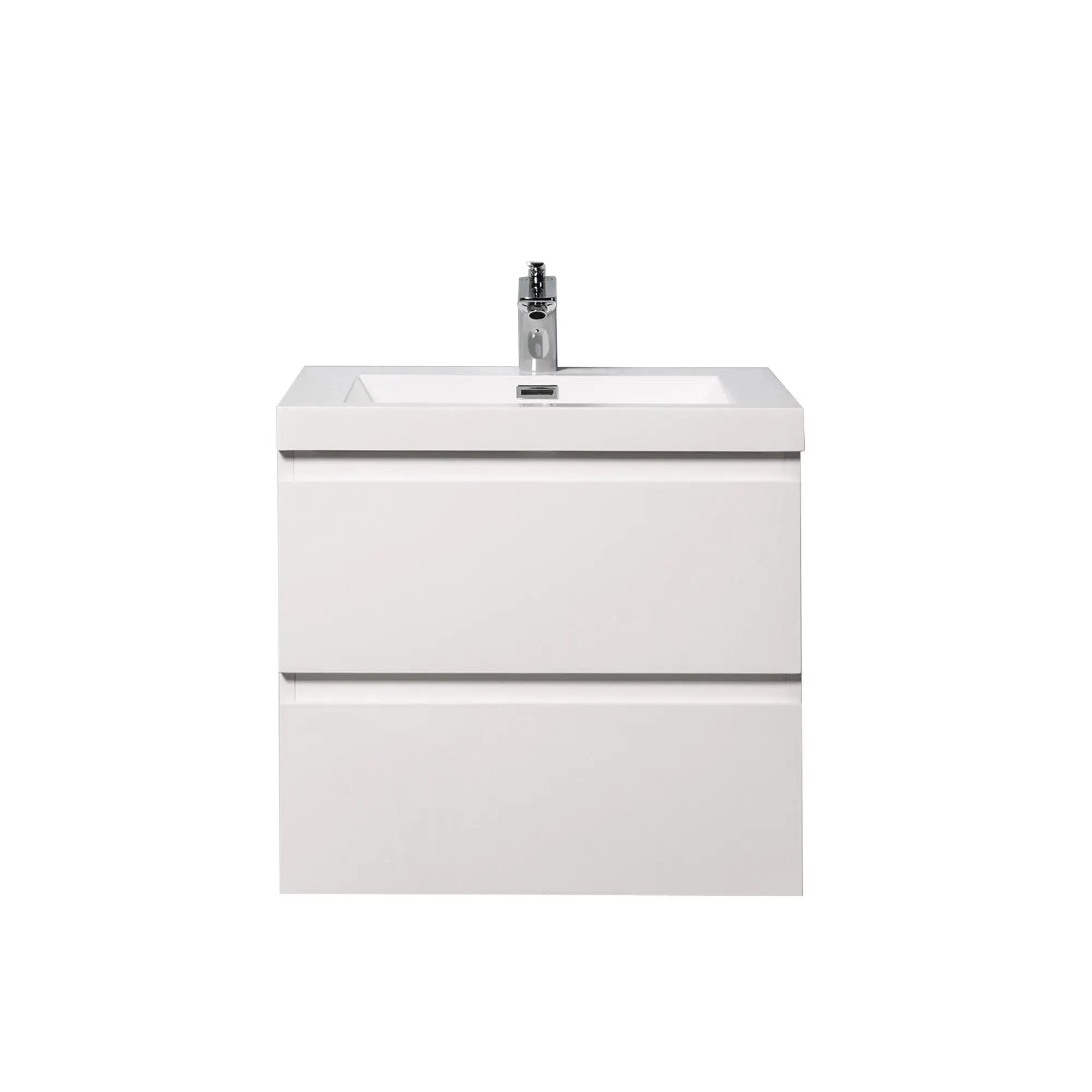 Angela 24'' Glossy White Floating Vanity with White Countertop - TONA
