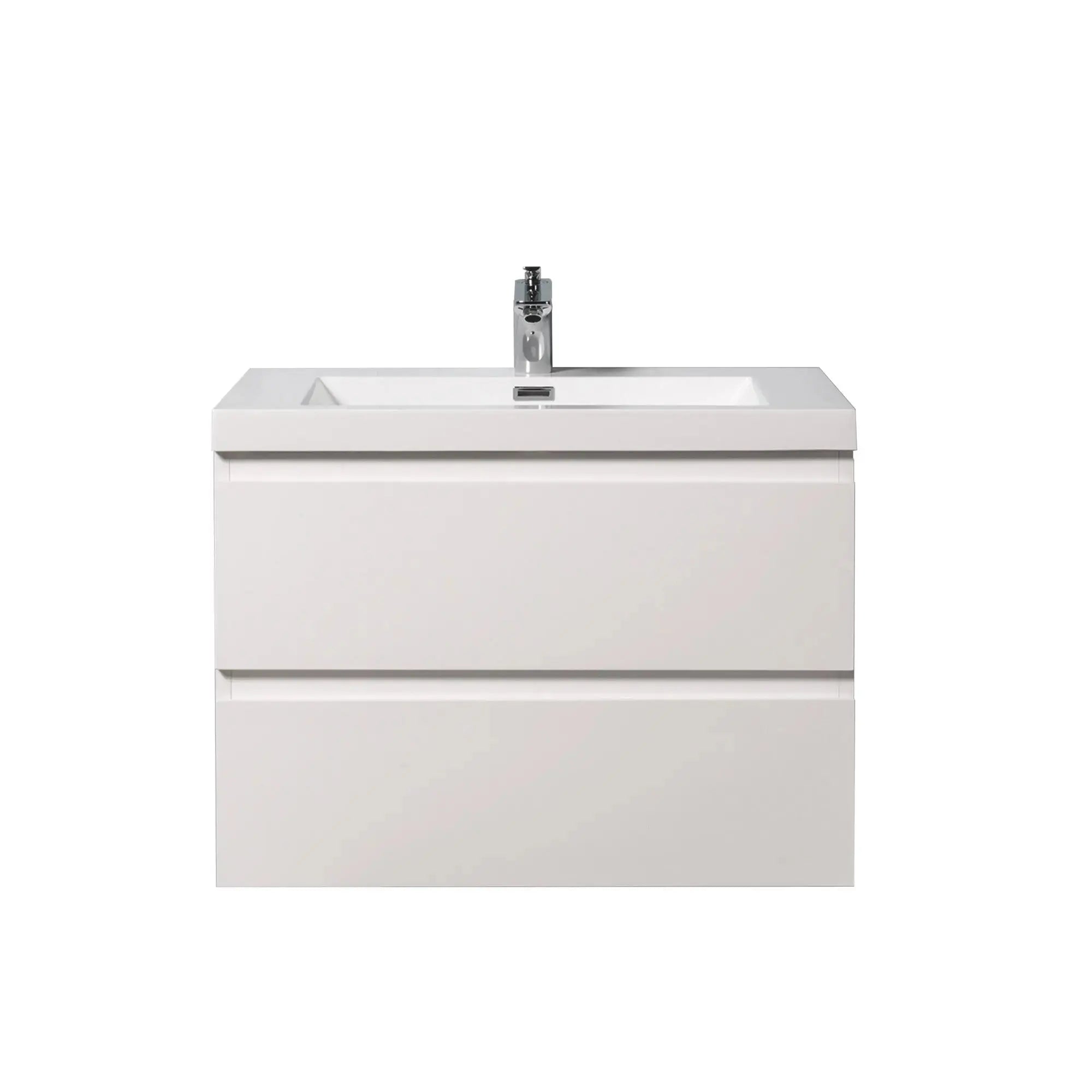 Angela 30'' Glossy White Floating Vanity with White Countertop - TONA